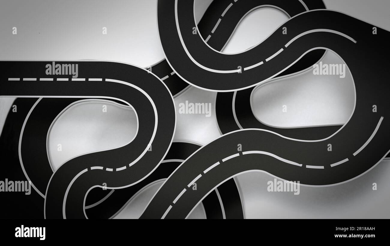 Tangled road isolated on white background. 3D illustration Stock Photo ...