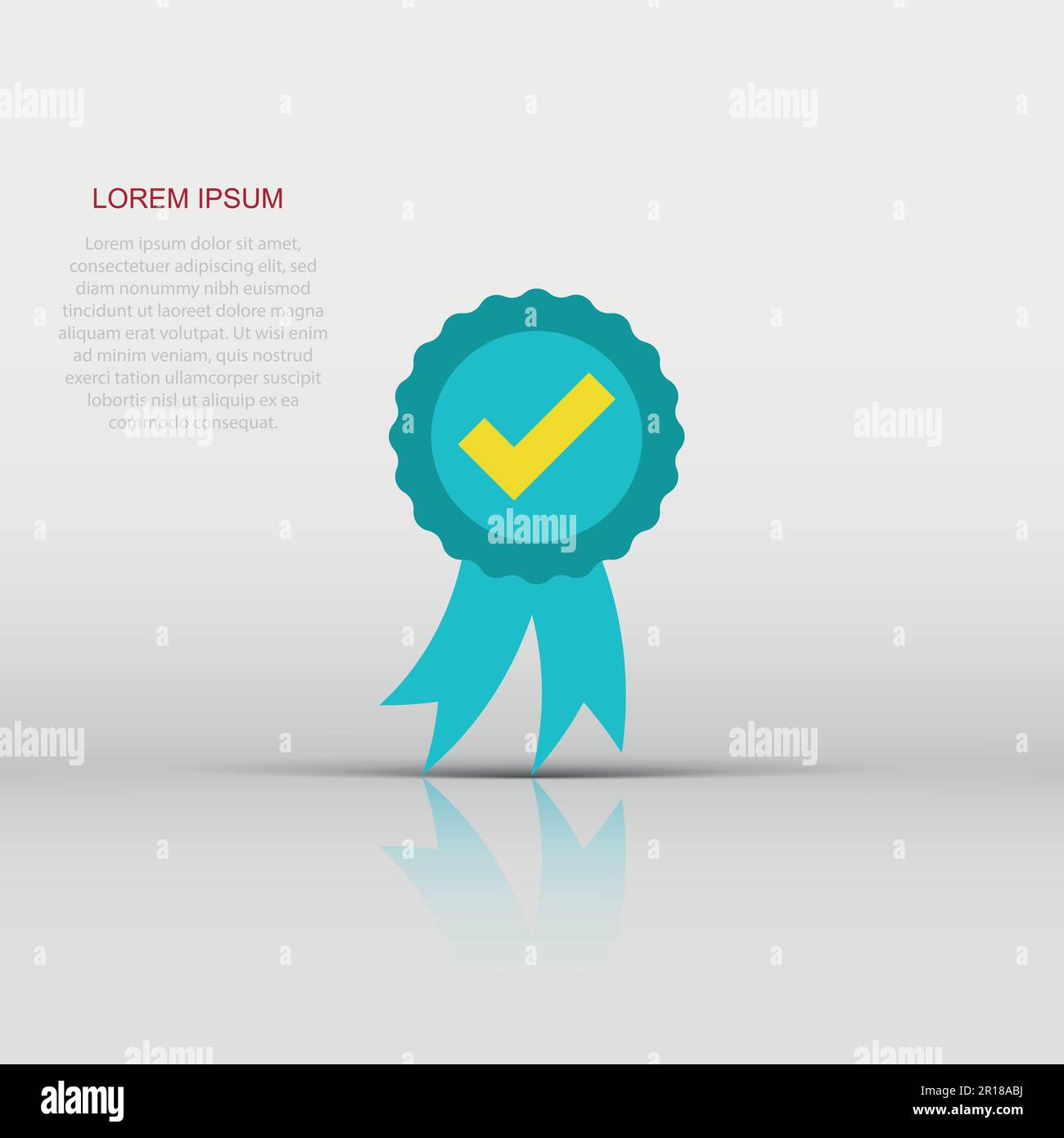 Approved certificate medal icon in flat style. Check mark stamp vector ...
