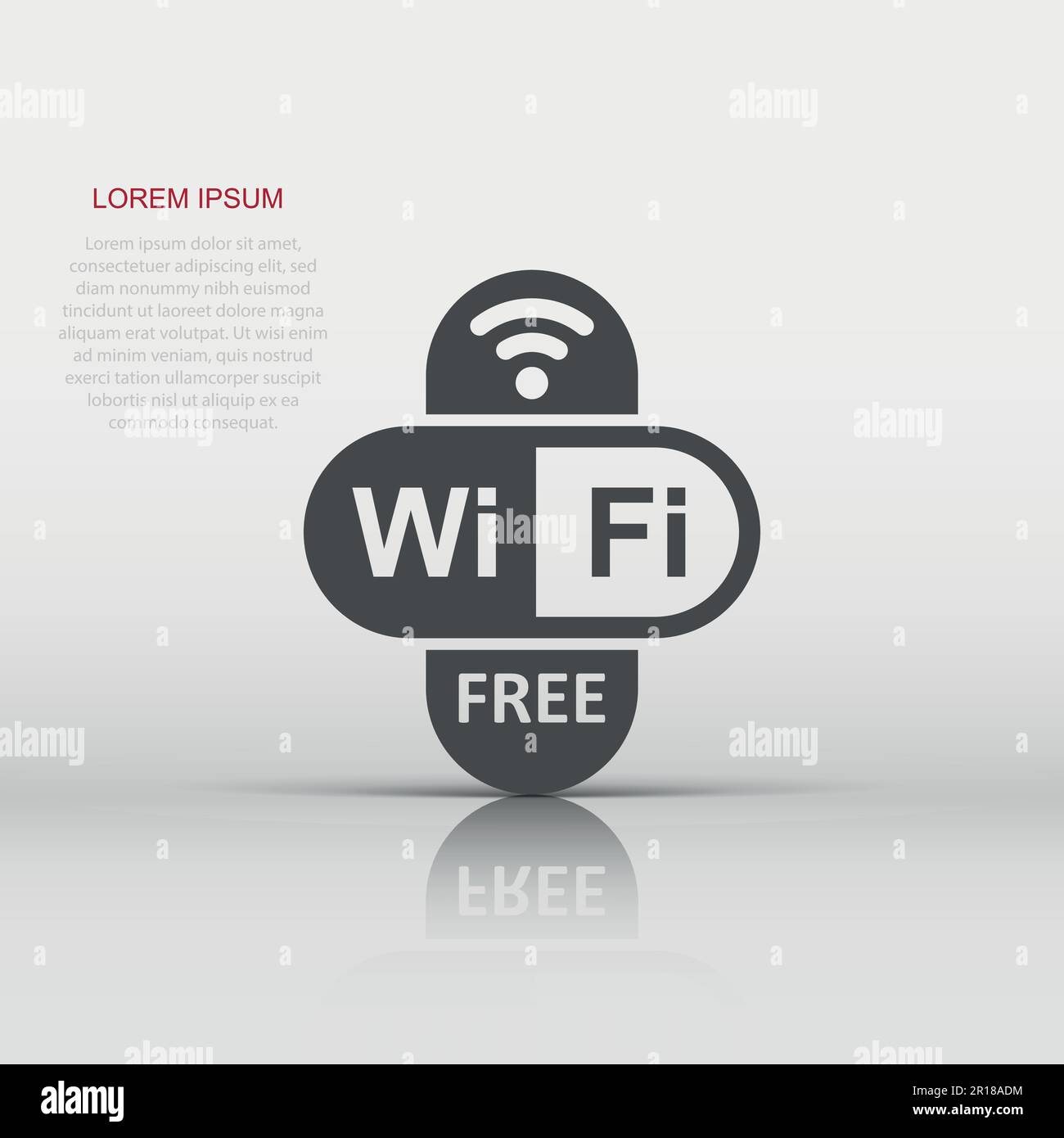 Wifi free internet sign icon in flat style. Wi-fi wireless technology ...