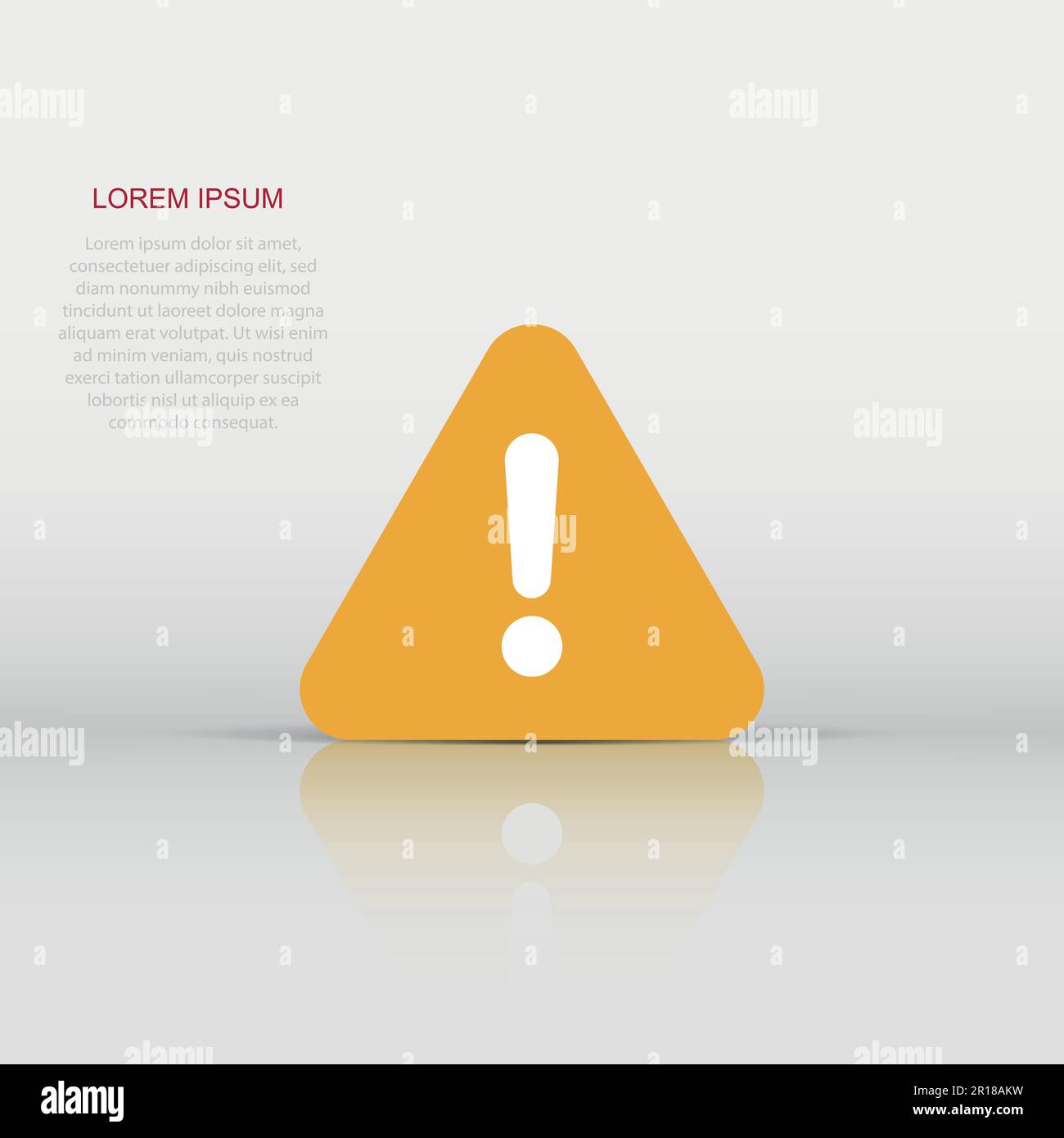 Exclamation mark icon in flat style. Danger alarm vector illustration ...