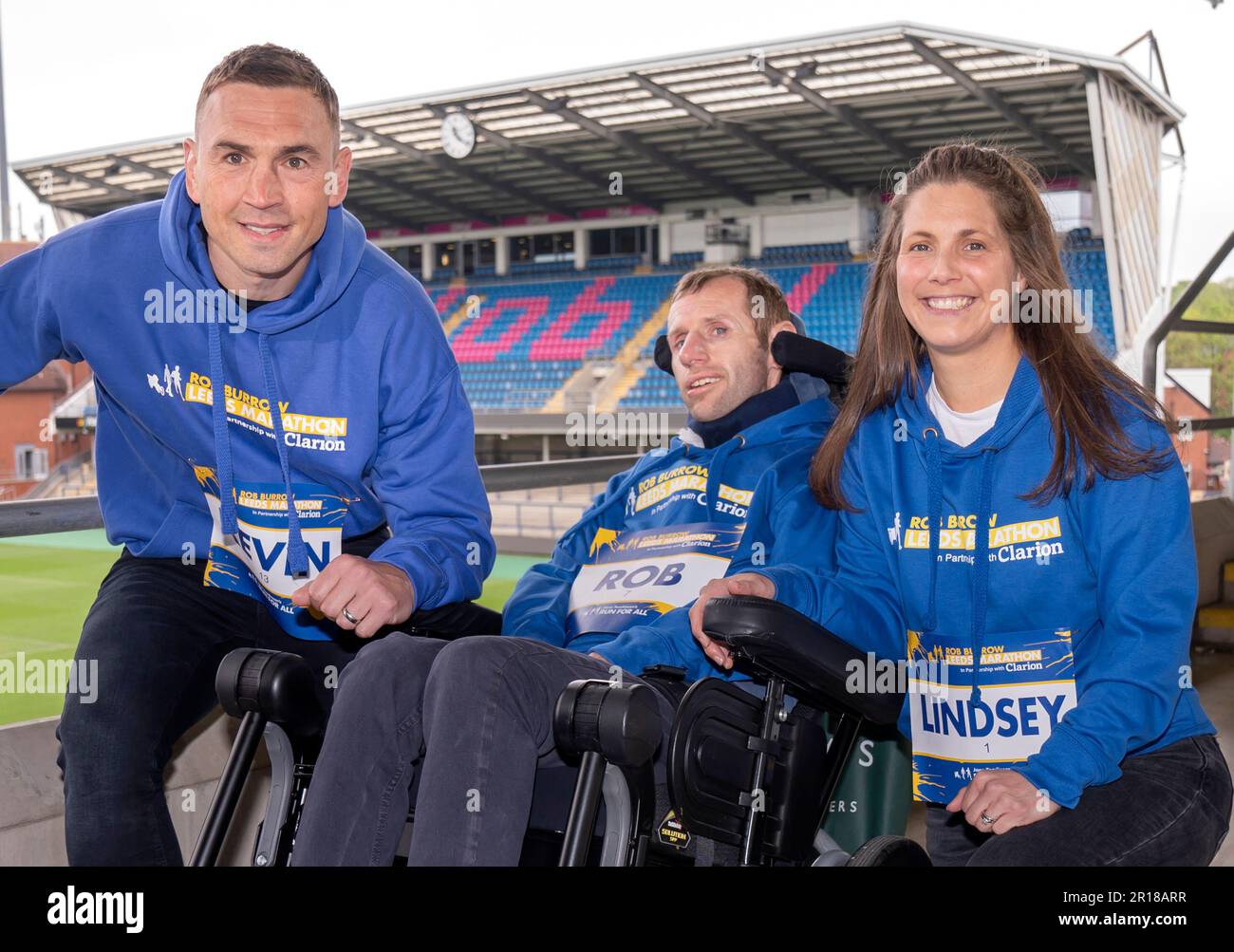 Rob Burrow with his wife Lindsey Burrow (right) and Kevin Sinfield ...