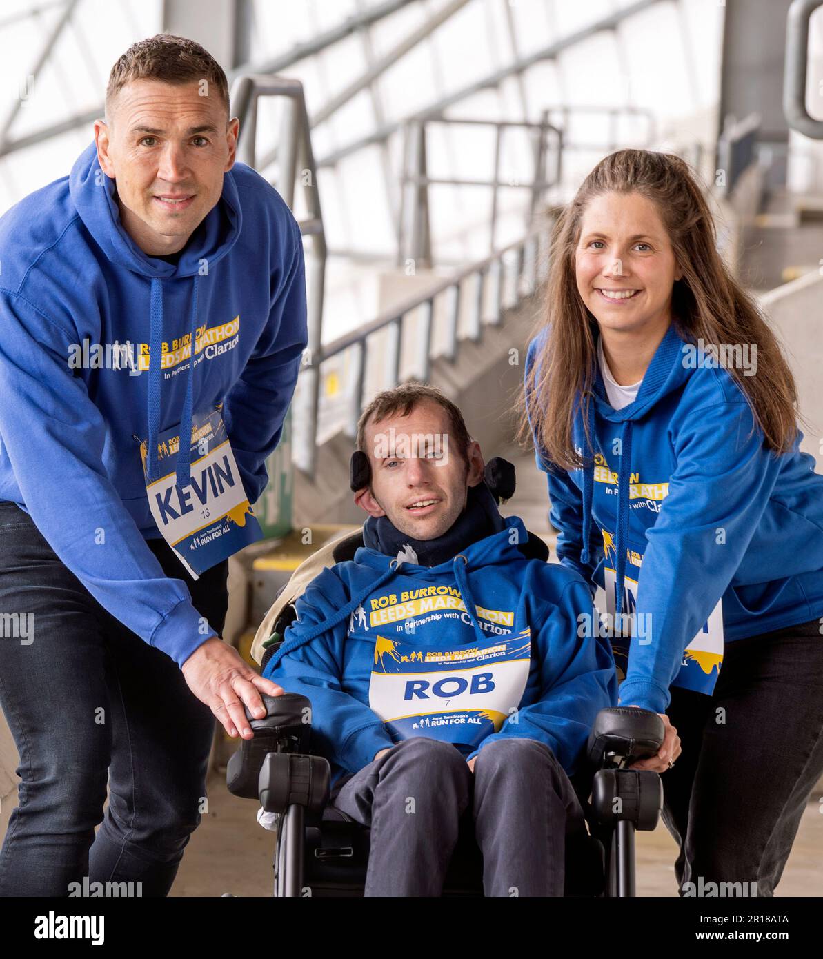 Rob Burrow with his wife Lindsey Burrow (right) and Kevin Sinfield ...