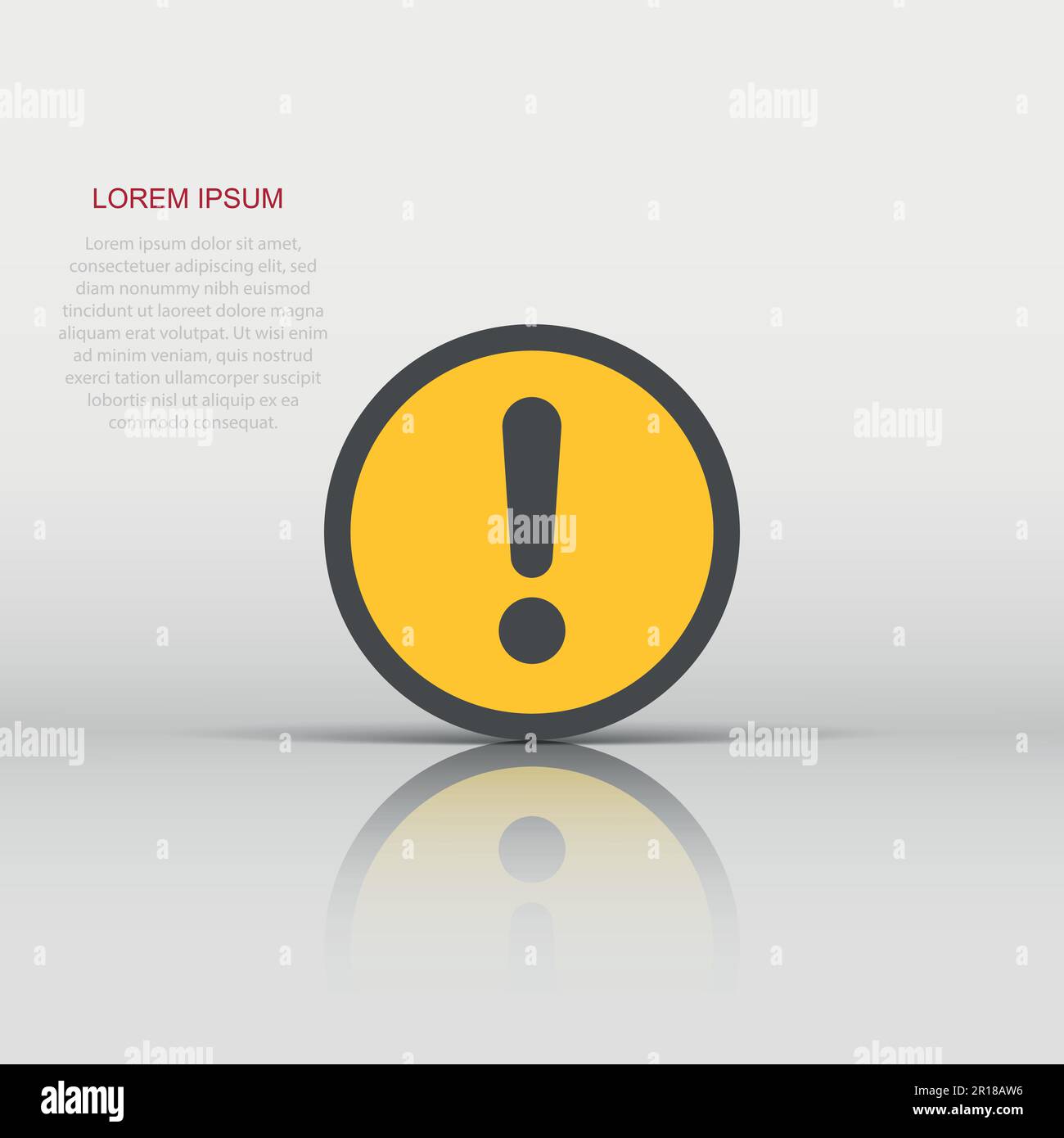Exclamation mark icon in flat style. Danger alarm vector illustration ...