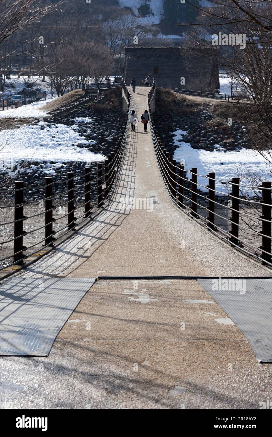Shirakawago world heritage, Deai-bridge to the opposite shore Stock ...