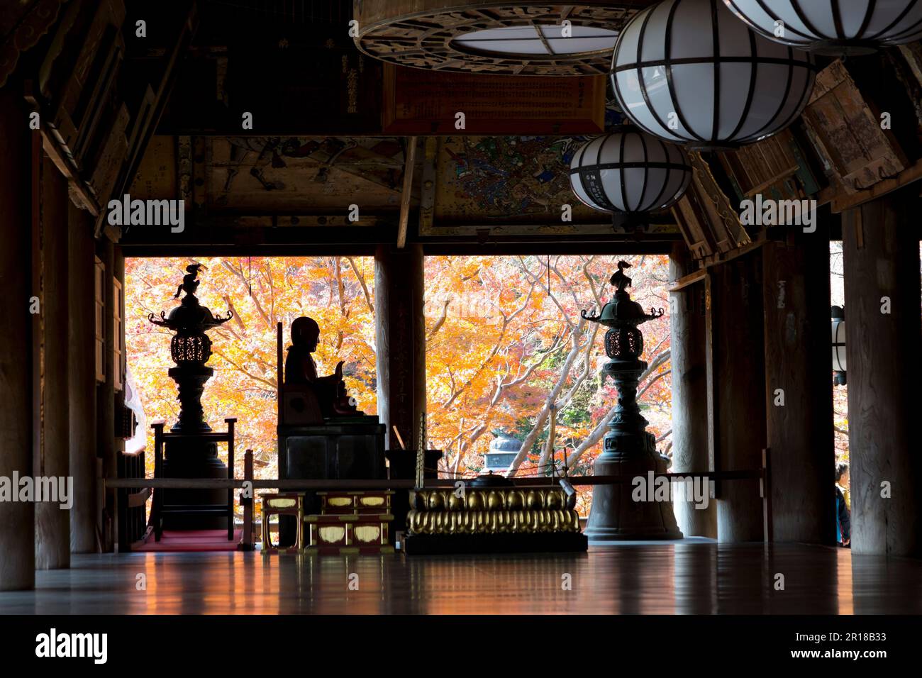 Autumn leaves viewed from Hasedera Temple worship hall Stock Photo - Alamy