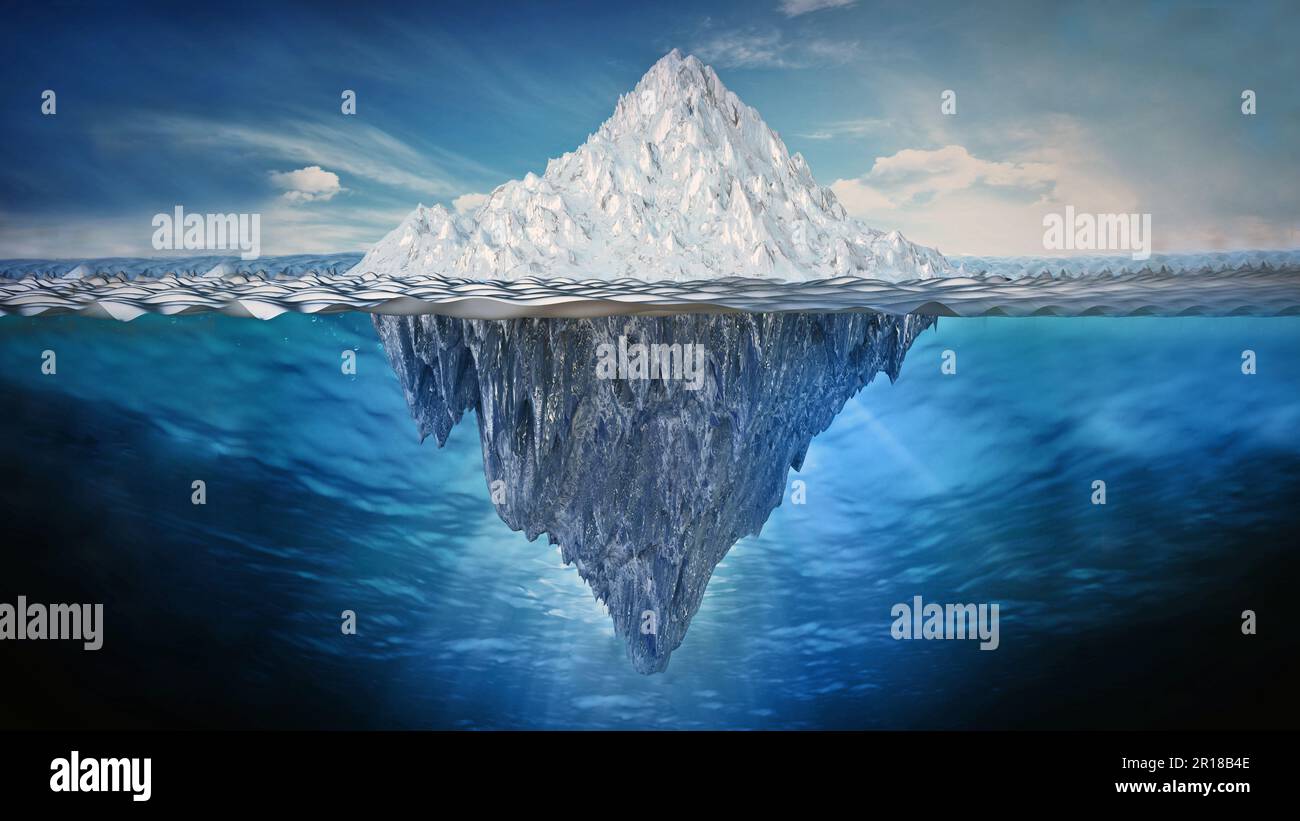 Realistic 3D illustration of an iceberg. 3D illustration Stock Photo ...