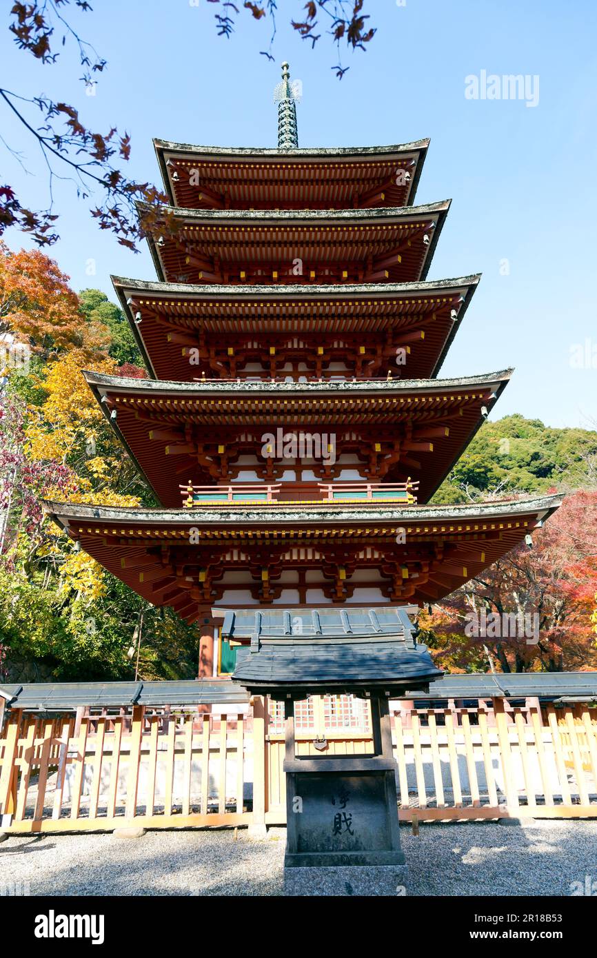 Front of five storied pagoda of Hasedera temple Stock Photo - Alamy