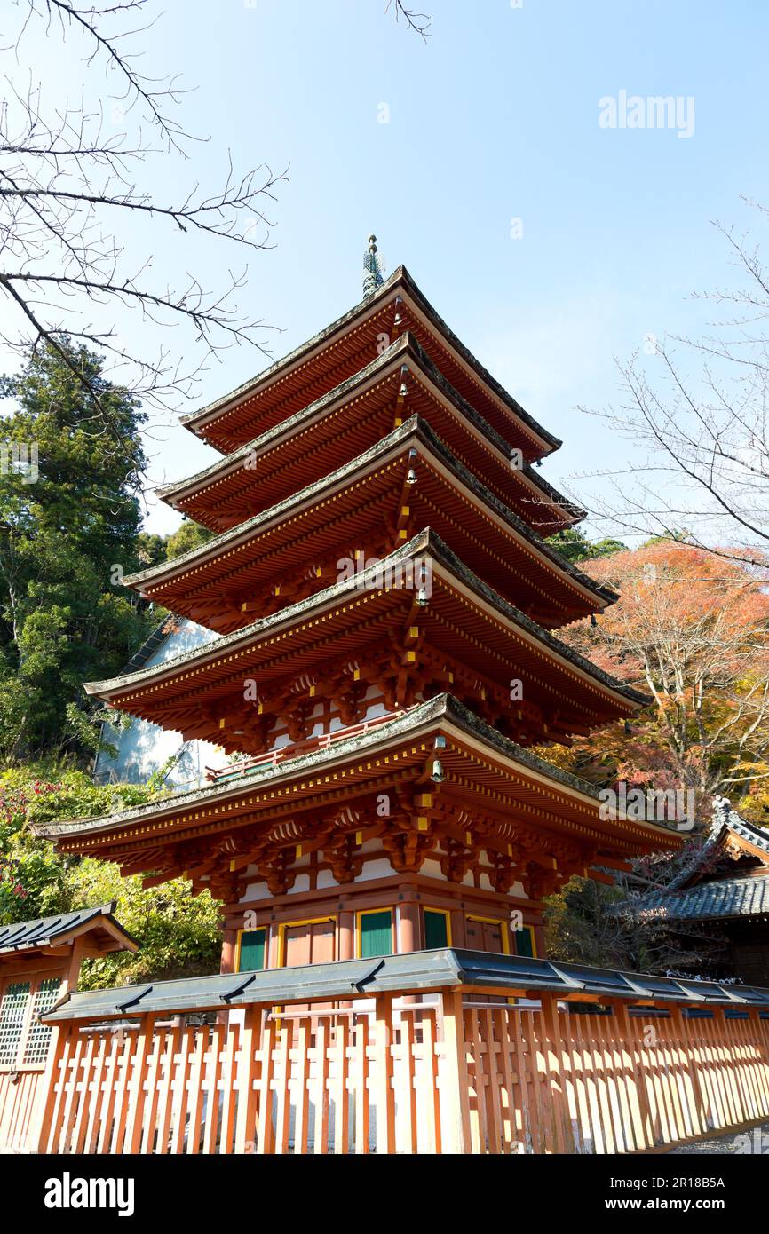 The 27 meter five story pagoda of Hasedera temple Stock Photo - Alamy