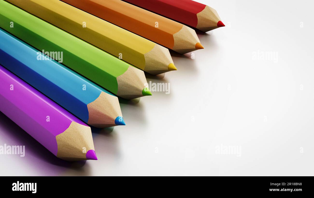 Jumbo colour pencils isolated on white background. 3D illustration ...