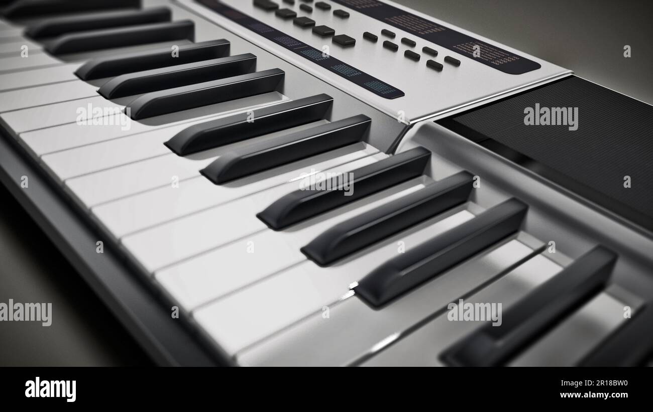 Contemporary generic design music keyboard. 3D illustration Stock Photo ...