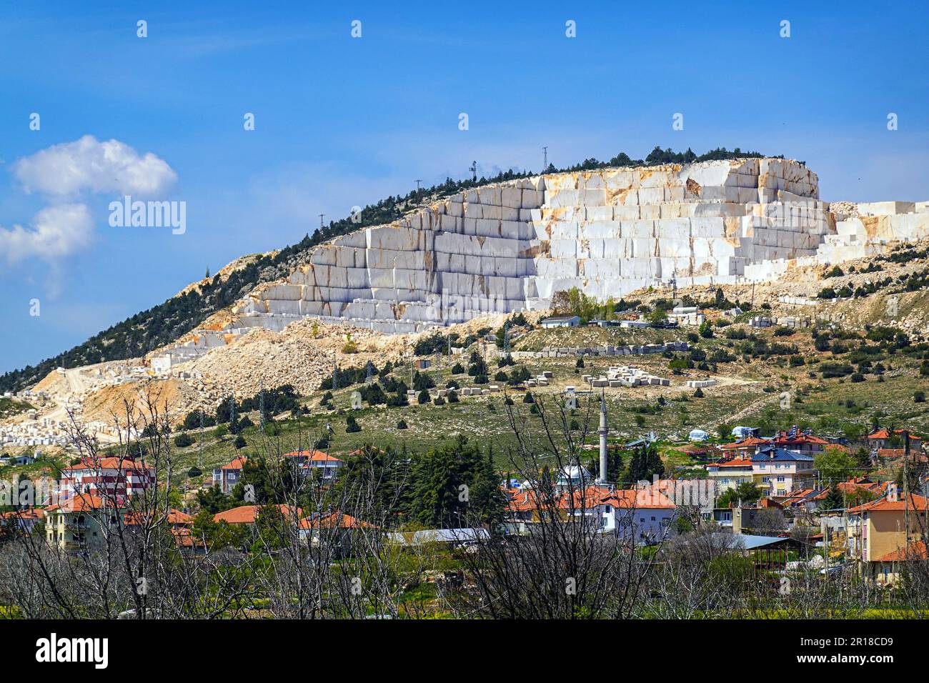 Limestone, marble quarry in Western Turkey, marble, quarry with yellow ...