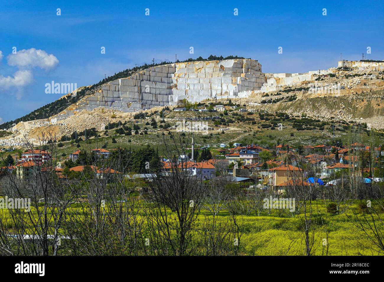 Limestone, marble quarry in Western Turkey, marble, quarry with yellow ...