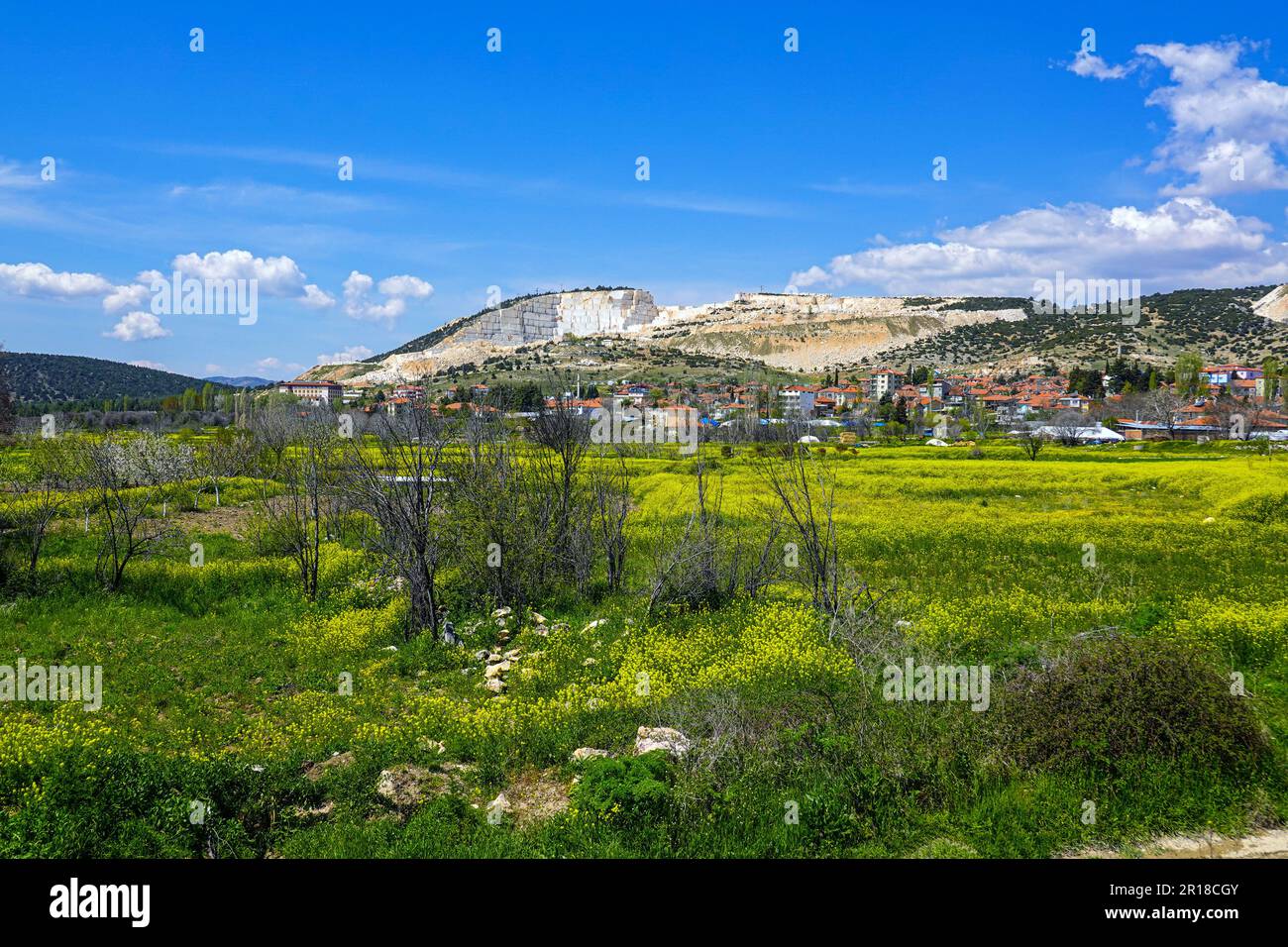 Limestone, marble quarry in Western Turkey, marble, quarry with yellow ...