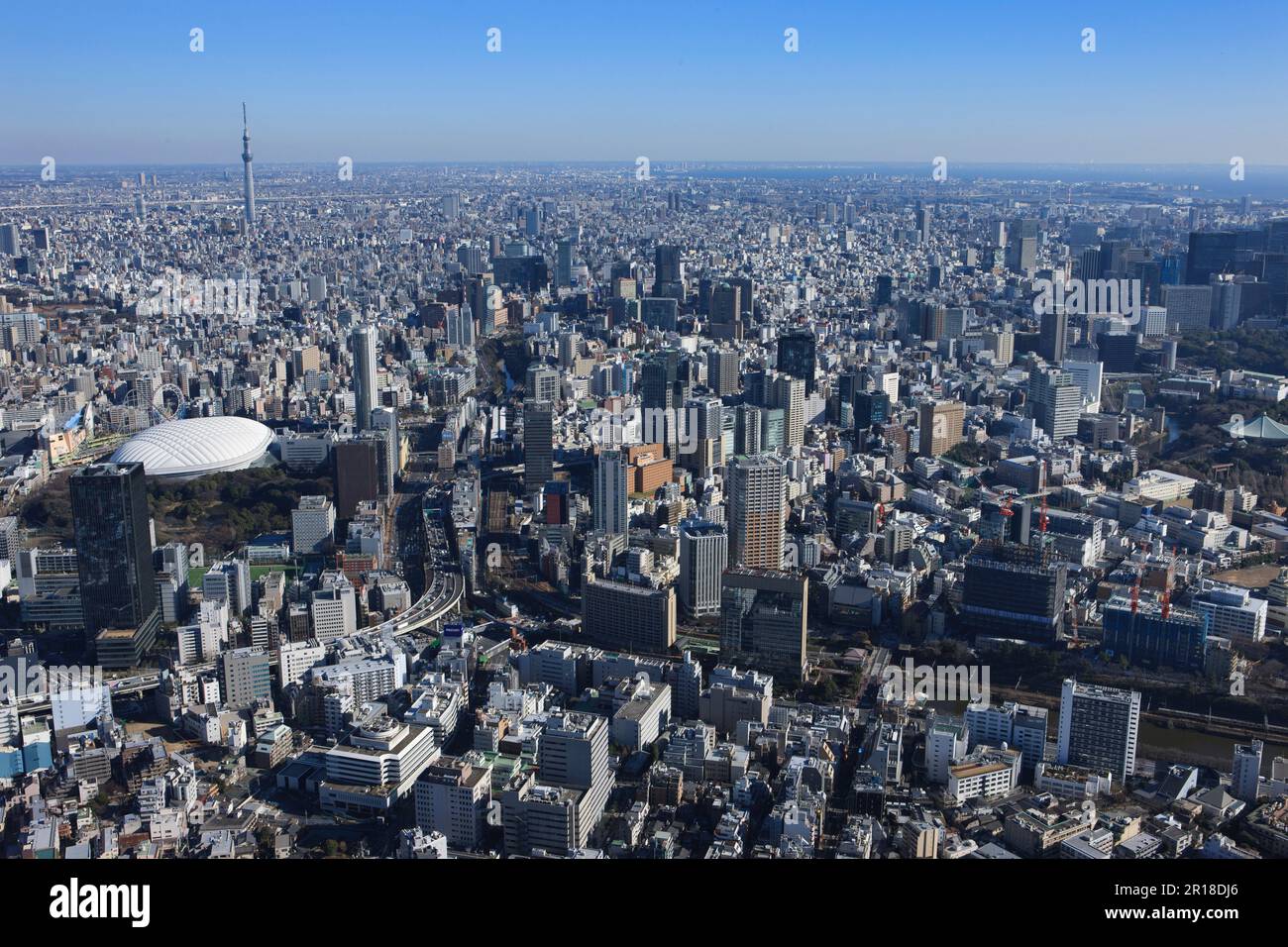Aerial shot of Iidabashi station from the west towards Suidobashi ...