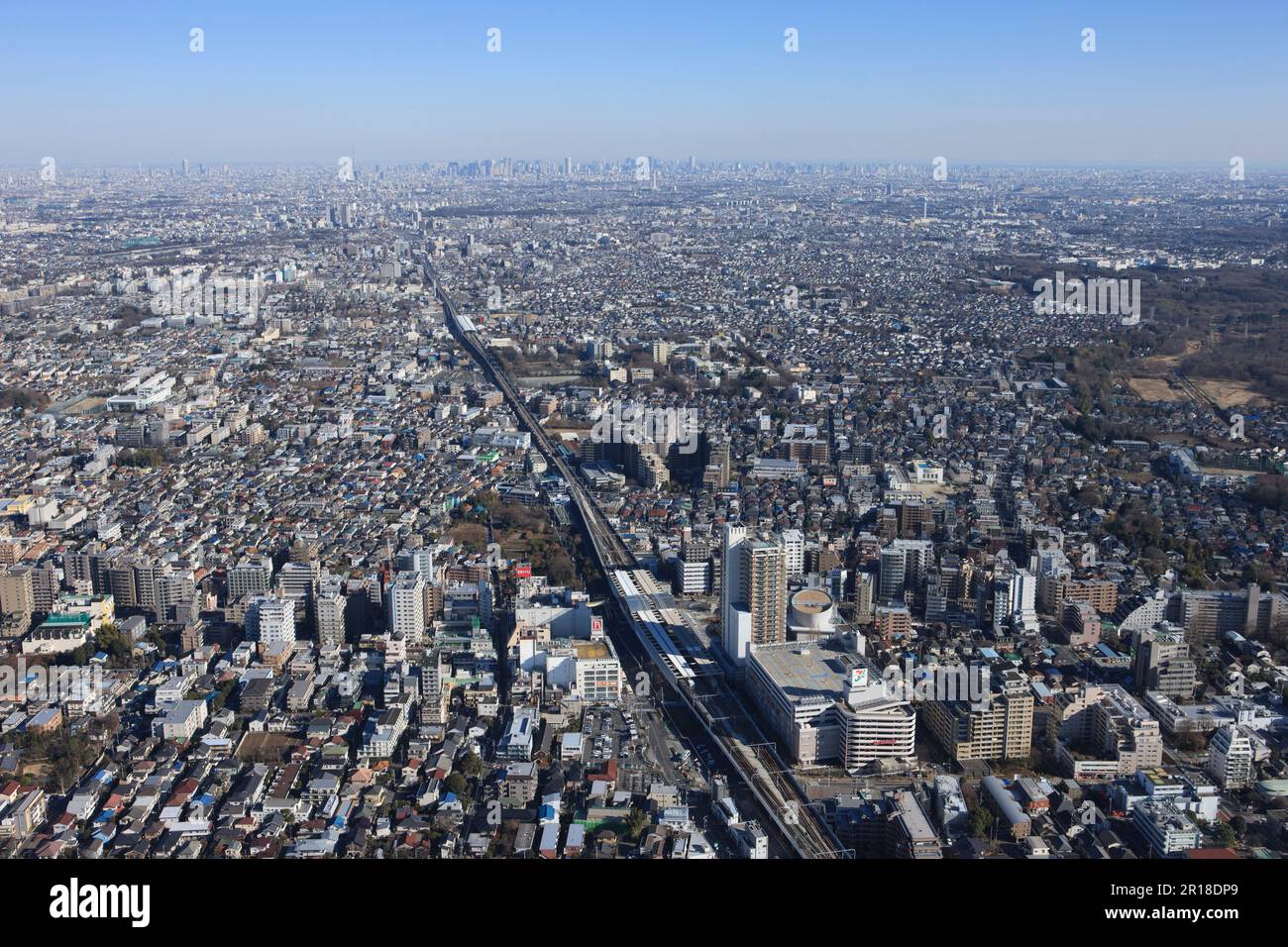Musashi-Kanai station aerial shot from the West Ikebukuro, Sky tree ...