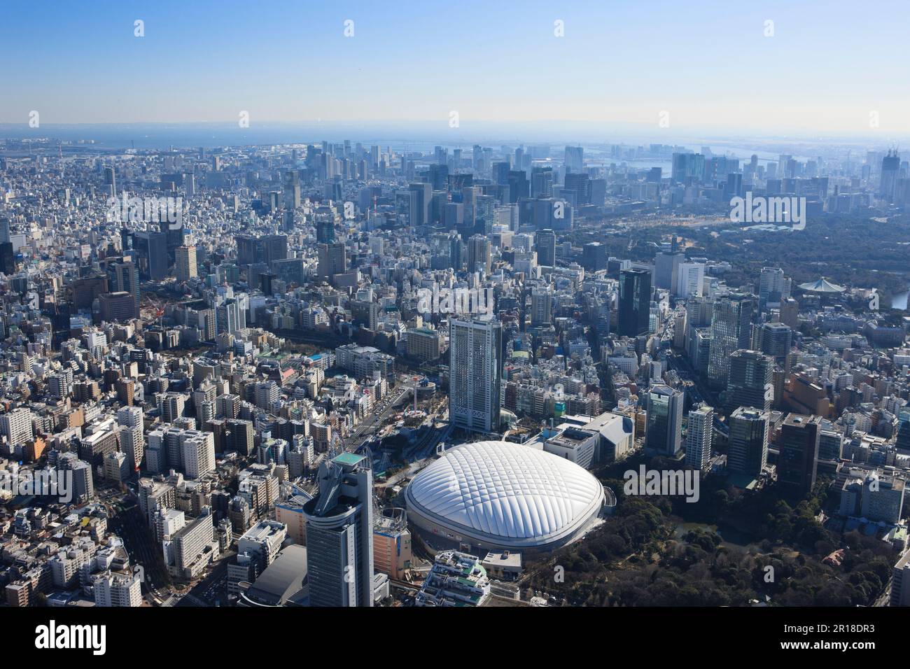 Suidobashi station aerial shot from the Northwest Imperial Palace ...