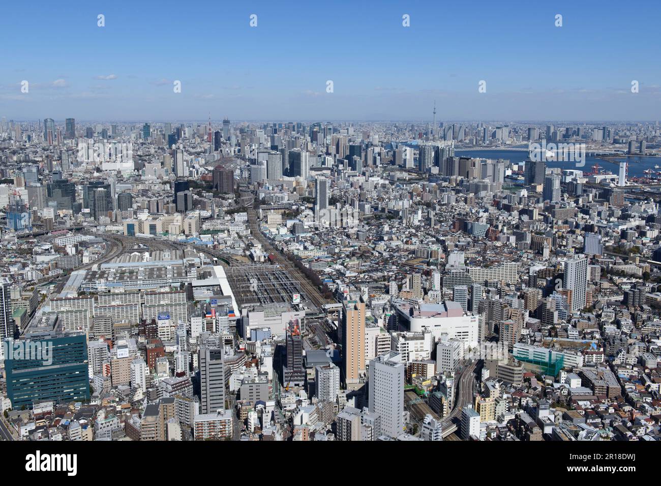 Oimachi station aerial shot from the Southwest Odaiba, Rainbow Bridge ...