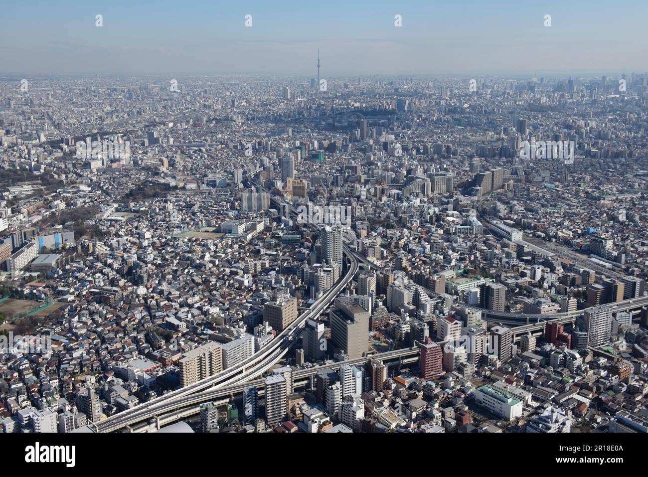 Itabashi-kuyakushomae station aerial shot from the Northwest Skytree ...