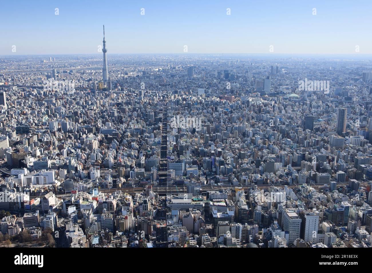Okachimachi station aerial shot from the West Skytree, Ryogoku area ...