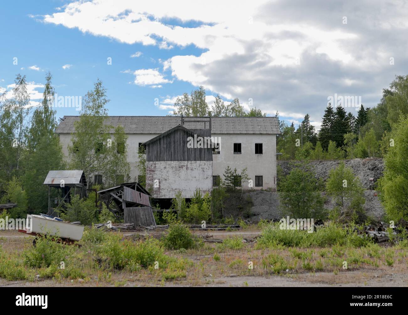 old abandoned building to old mine during the summer Stock Photo - Alamy