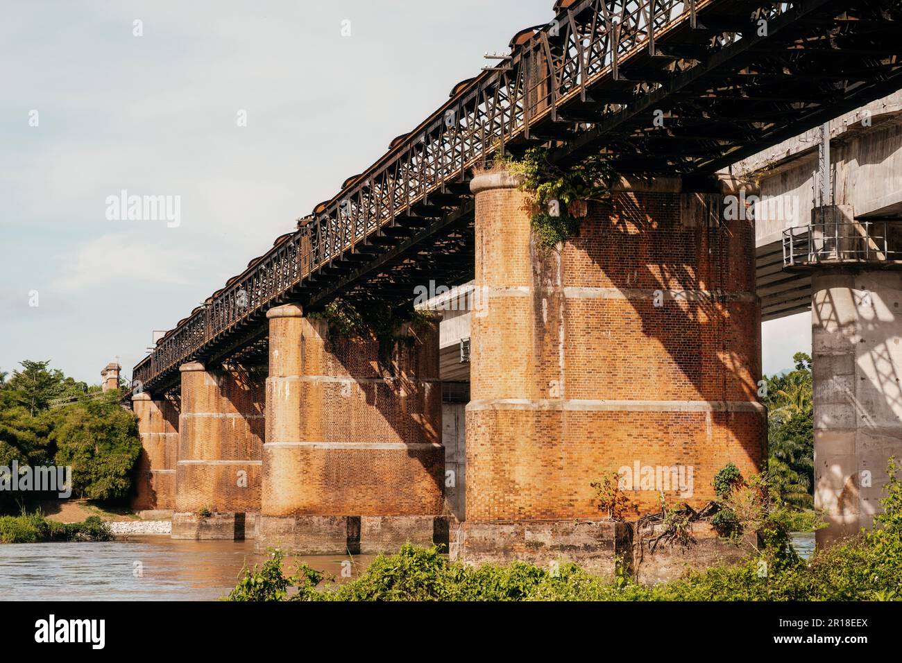 The Victoria Bridge, a metal railway bridge spanning the river in Kuala ...