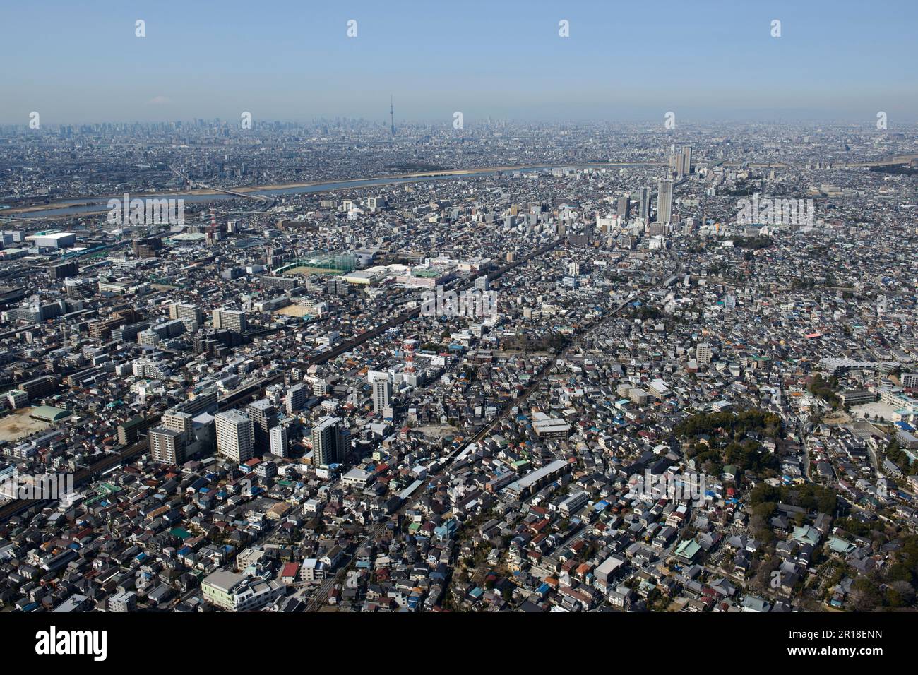 Keiseinakayama station aerial shot view from the Southeast side towards ...