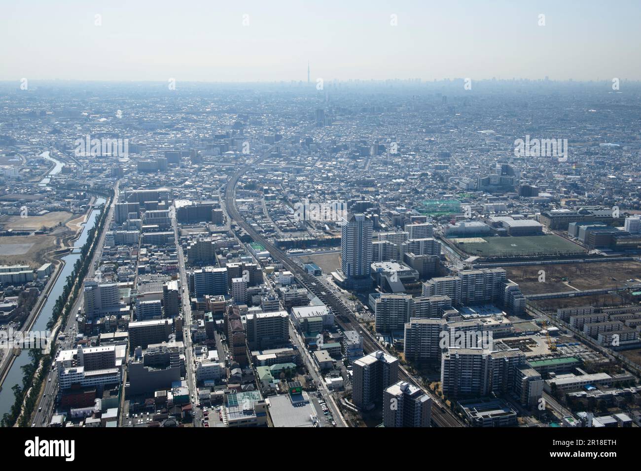 Matsubaradanchi station aerial shot view from the North side towards ...