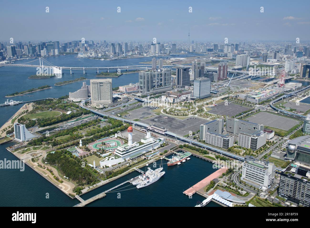 Fune no kagakukan station aerial shot from the South side towards ...