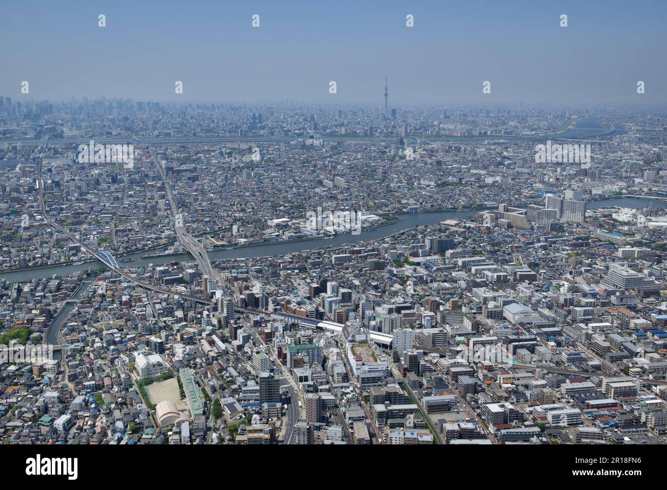 Urayasu station aerial shot view from the Southeast side towards the ...
