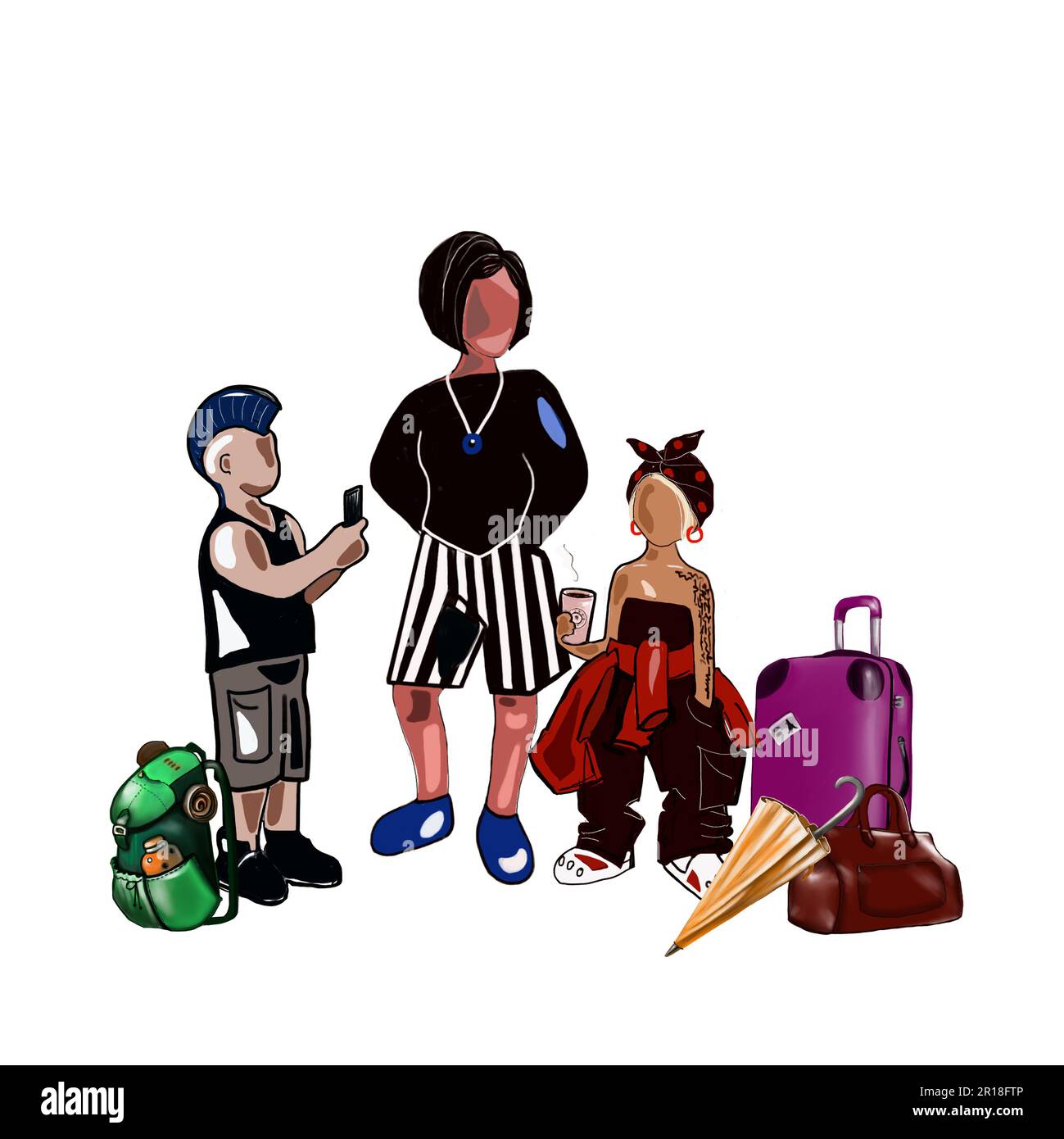 family, set of people, passengers on a white background Stock Photo - Alamy