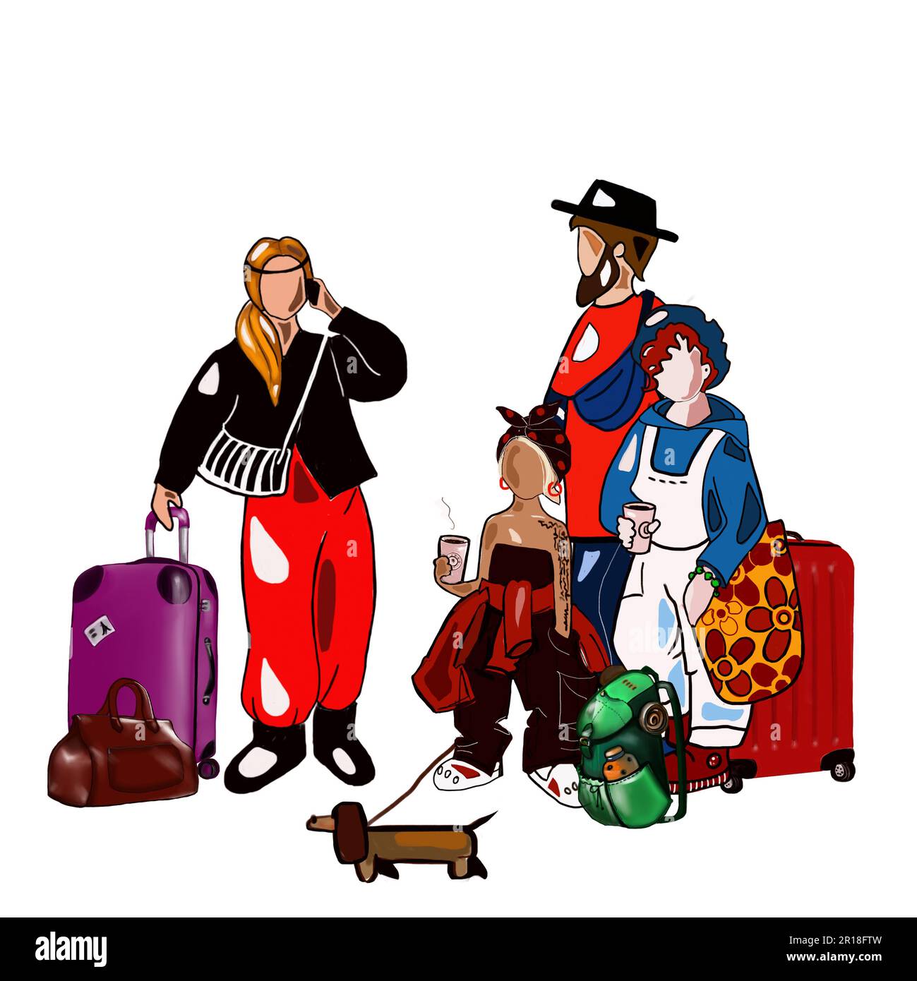 family, set of people, passengers on a white background Stock Photo - Alamy