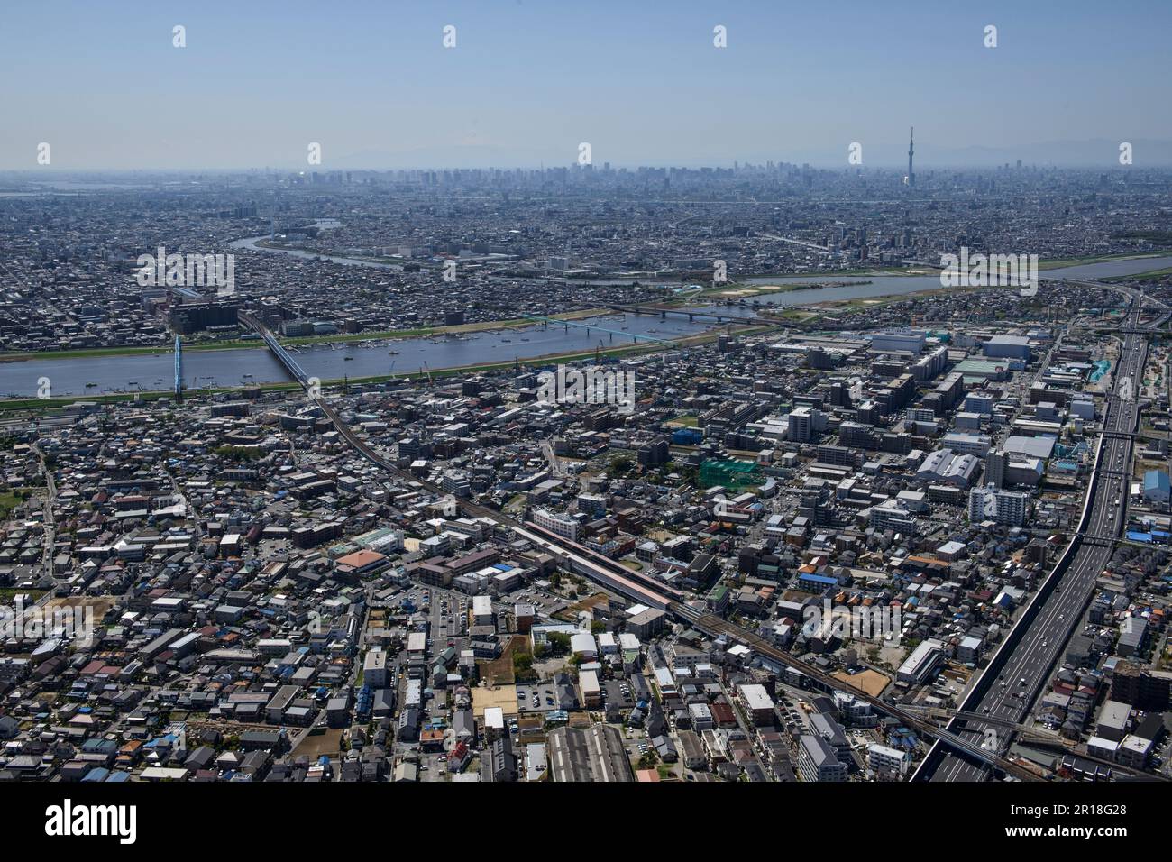 Baraki Nakayama station aerial shot view from the East side towards ...