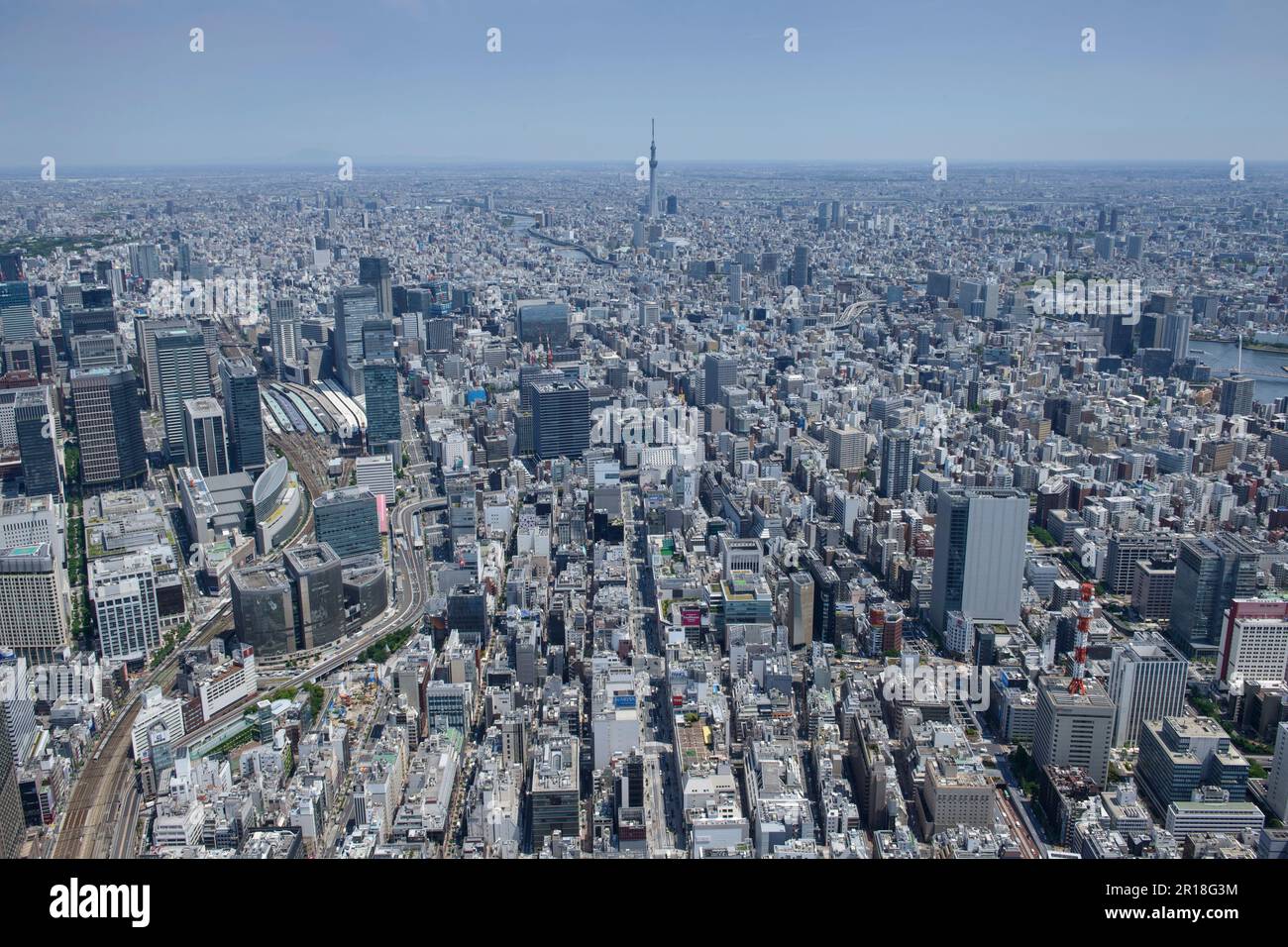 Ginza station aerial shot view from the West side towards nihon bashi ...