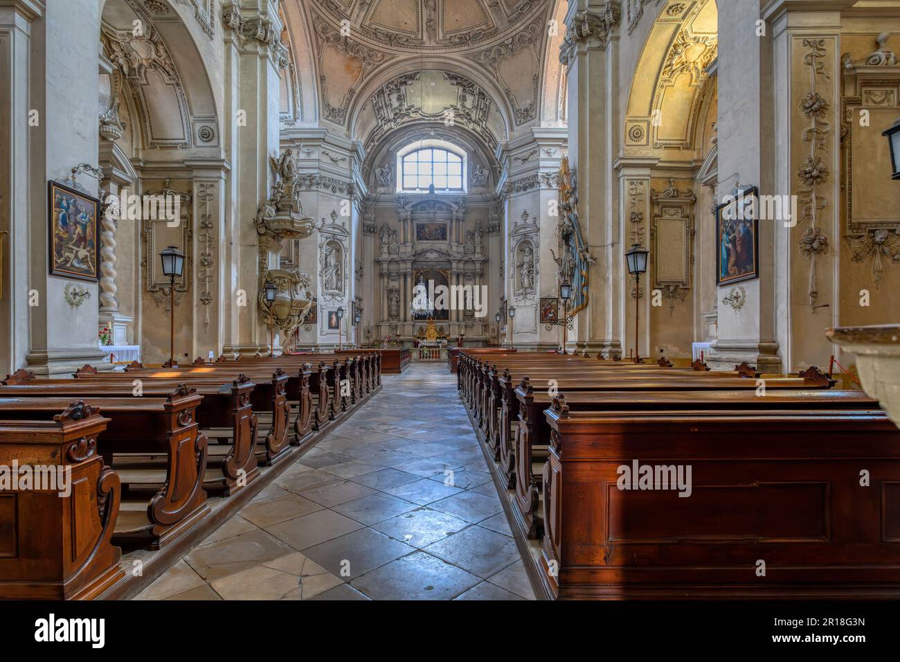 Interior of baroque church of the Assumption of the Virgin Mary at ...