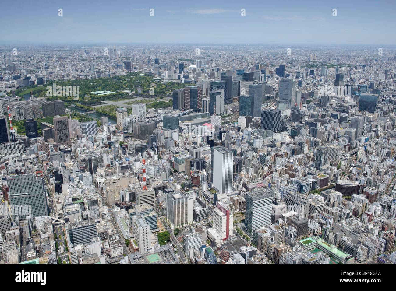 Higashi Ginza station aerial shot view from the Southeast side towards ...