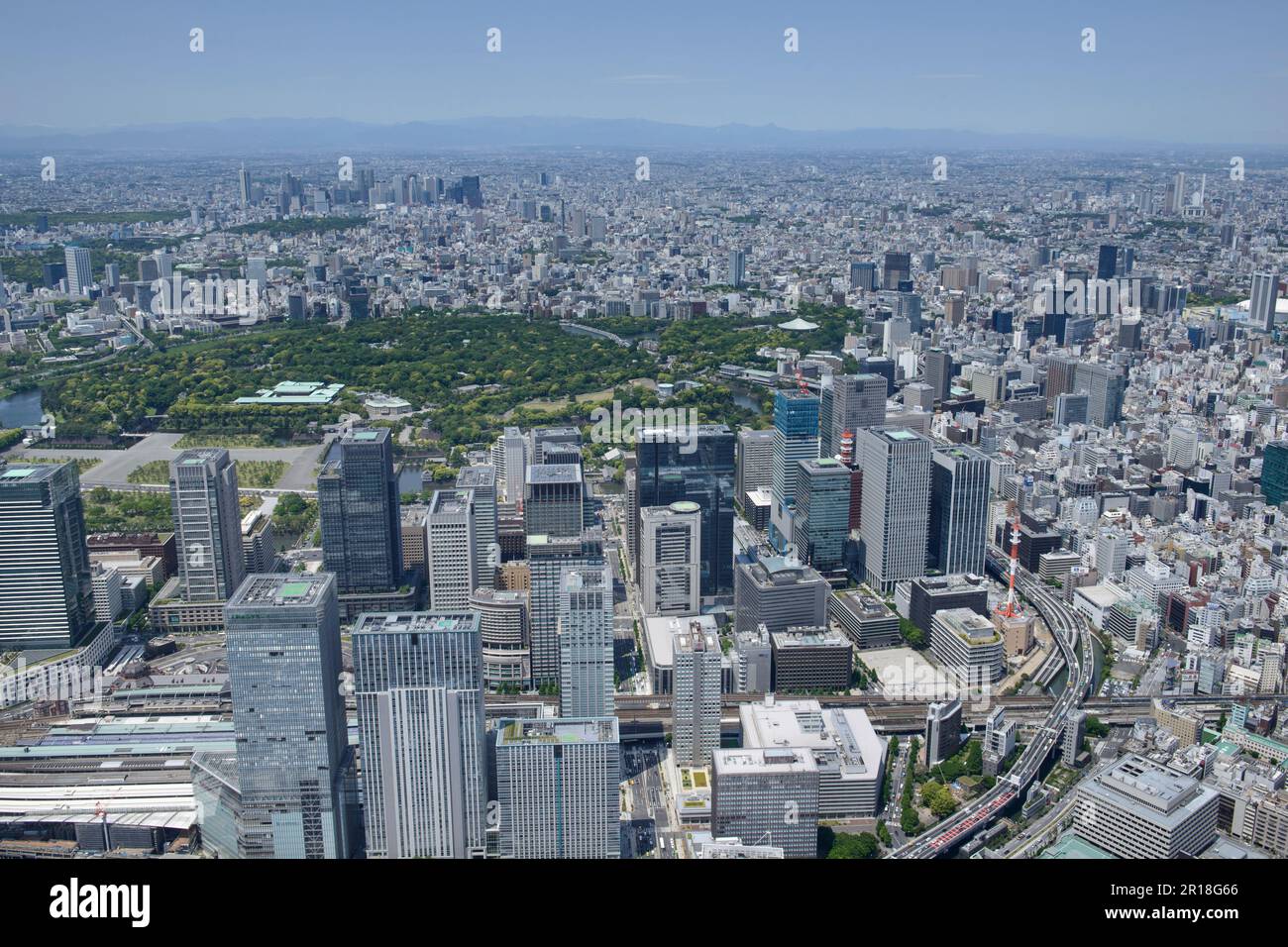 Oguchi station aerial shot view from the southeast side towards ...