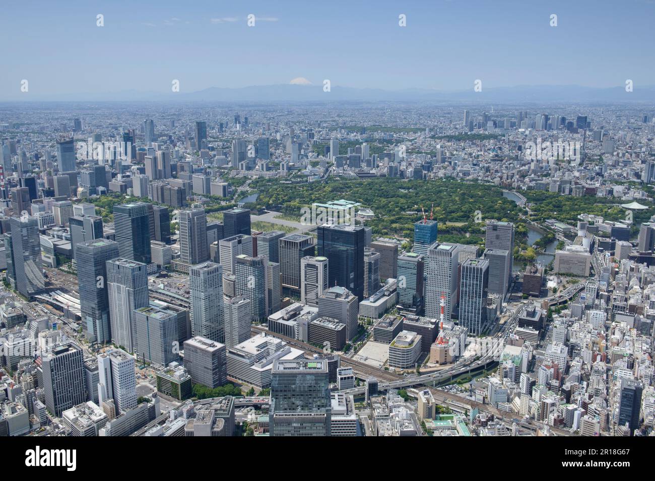 Oguchi station aerial shot view from the east side towards Otemachi ...