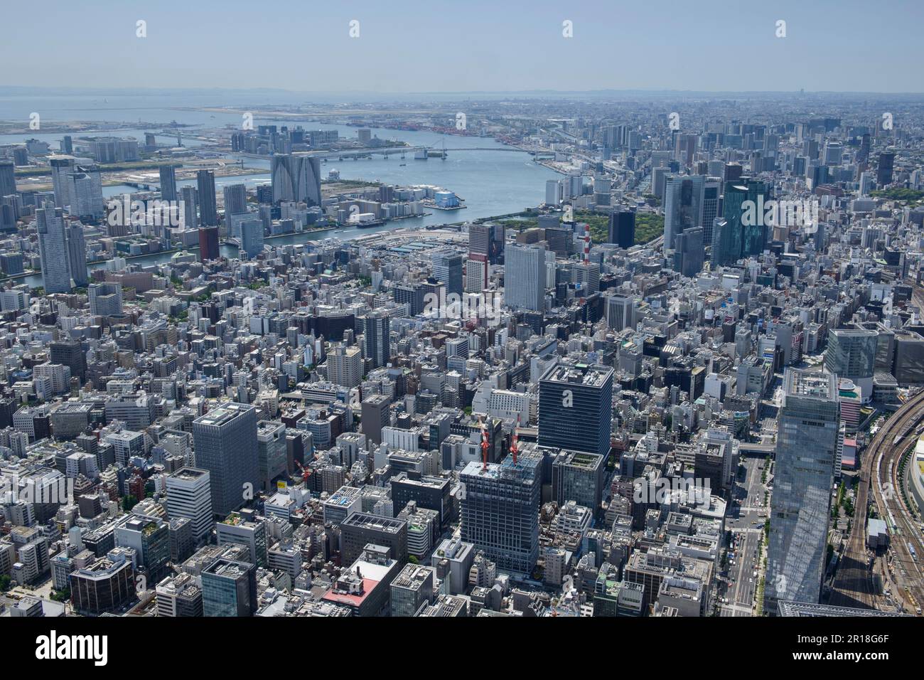Kyobashi Station aerial shot view from the north side towards Ginza ...