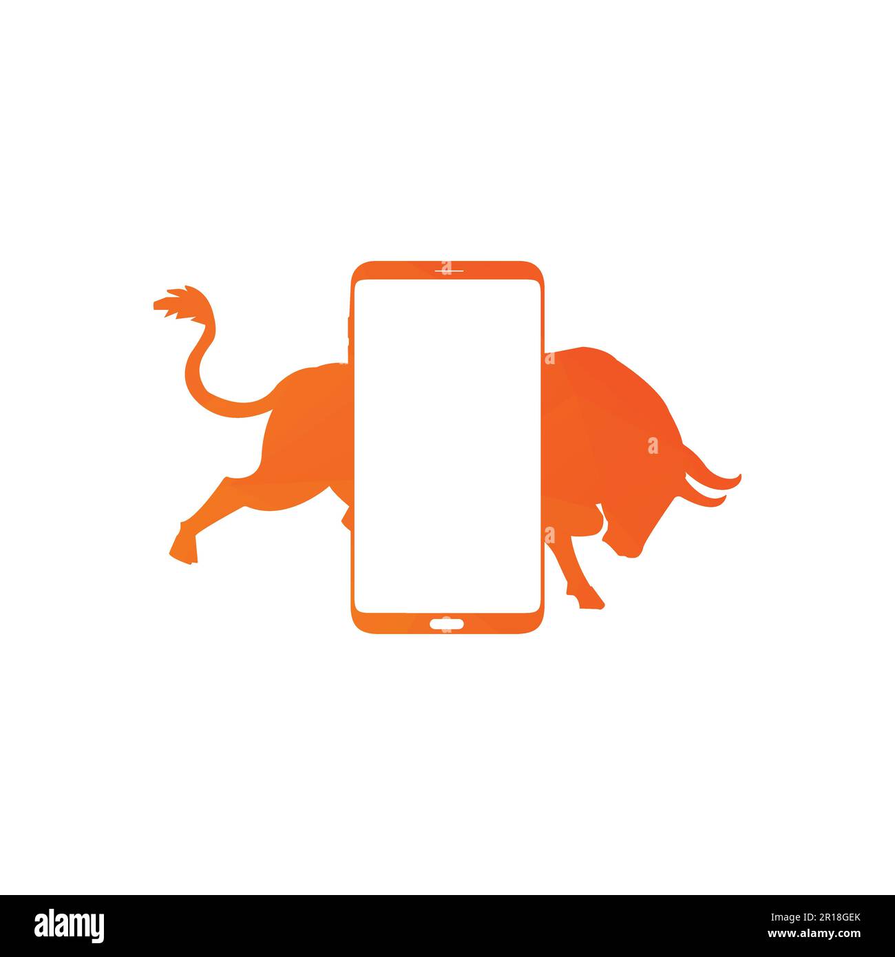 Smart phone logo design. mobile vector illustration with fighting bull ...