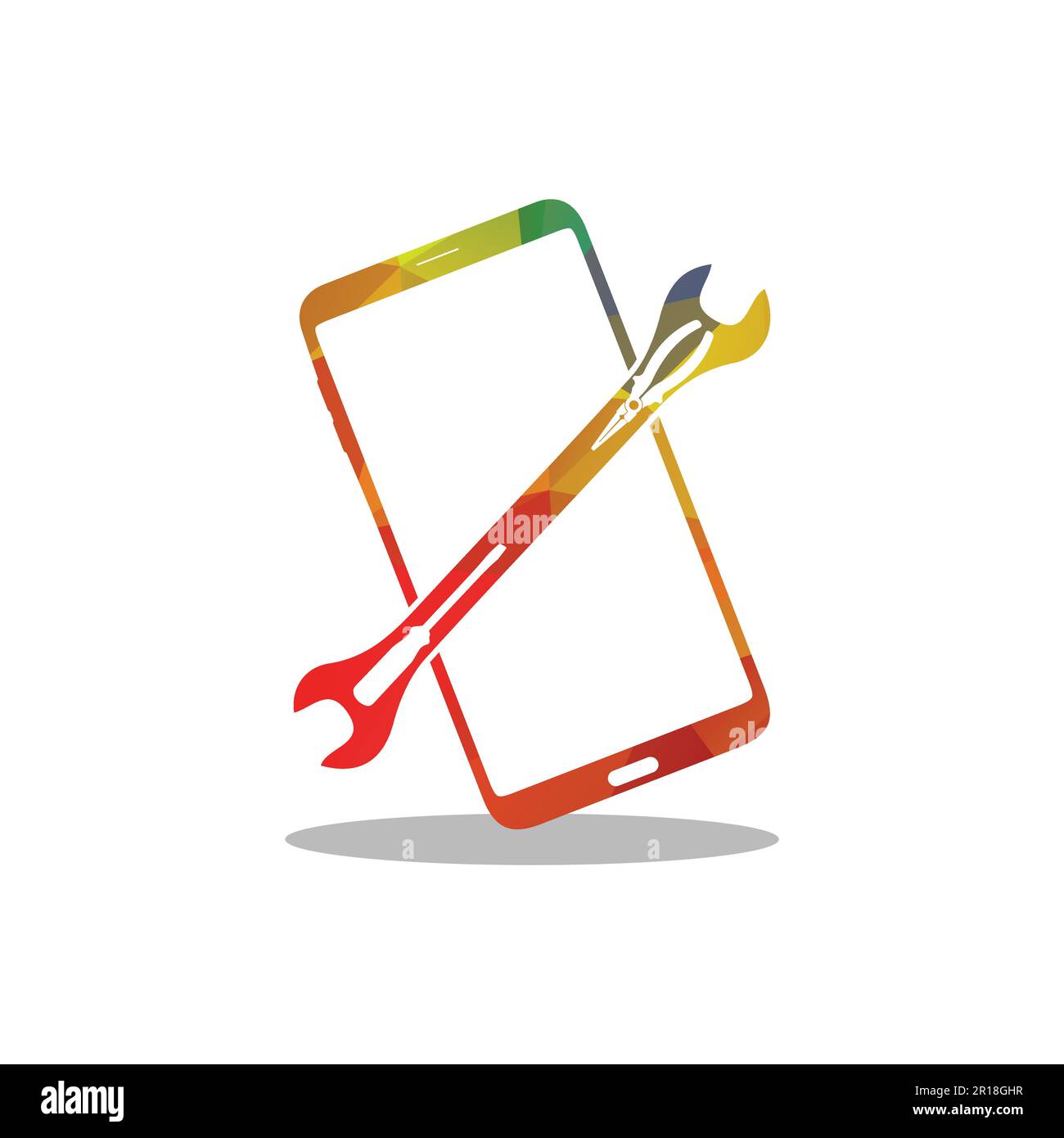 Smart phone logo design. mobile vector illustration with setting tool ...