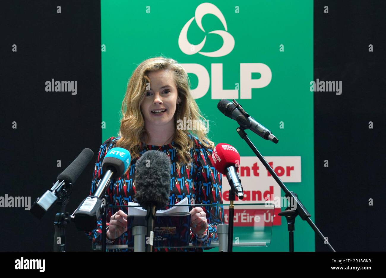 SDLP Newry council election candidate Doire Finn speaking during the ...