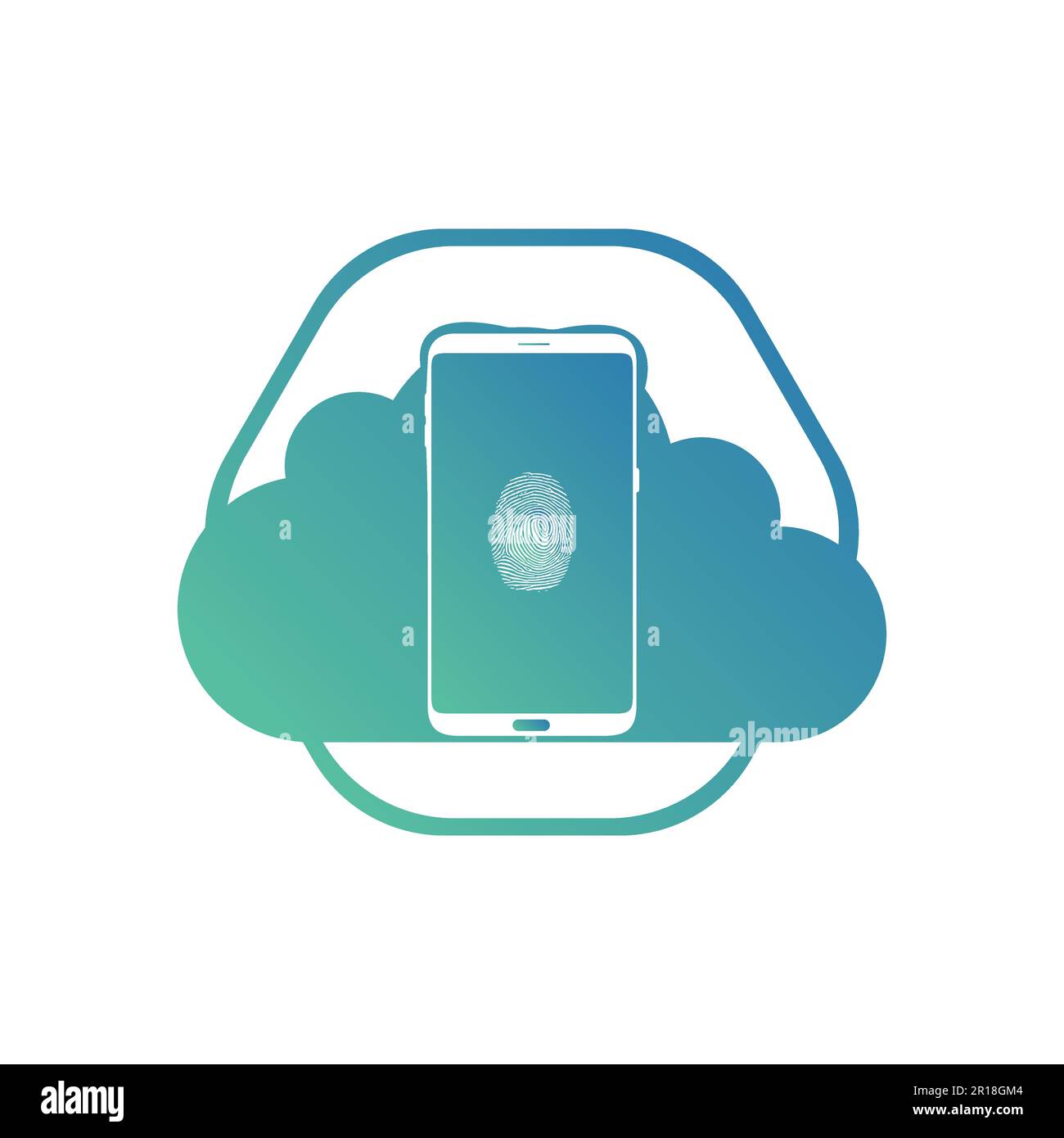 Smart phone logo design. mobile vector illustration with fingerprint ...