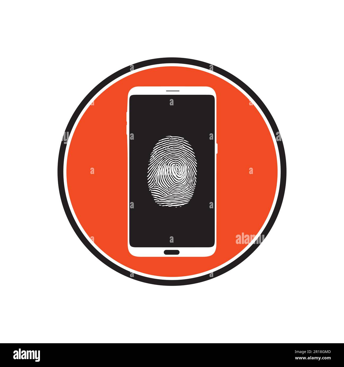 Smart phone logo design. mobile vector illustration with fingerprint ...