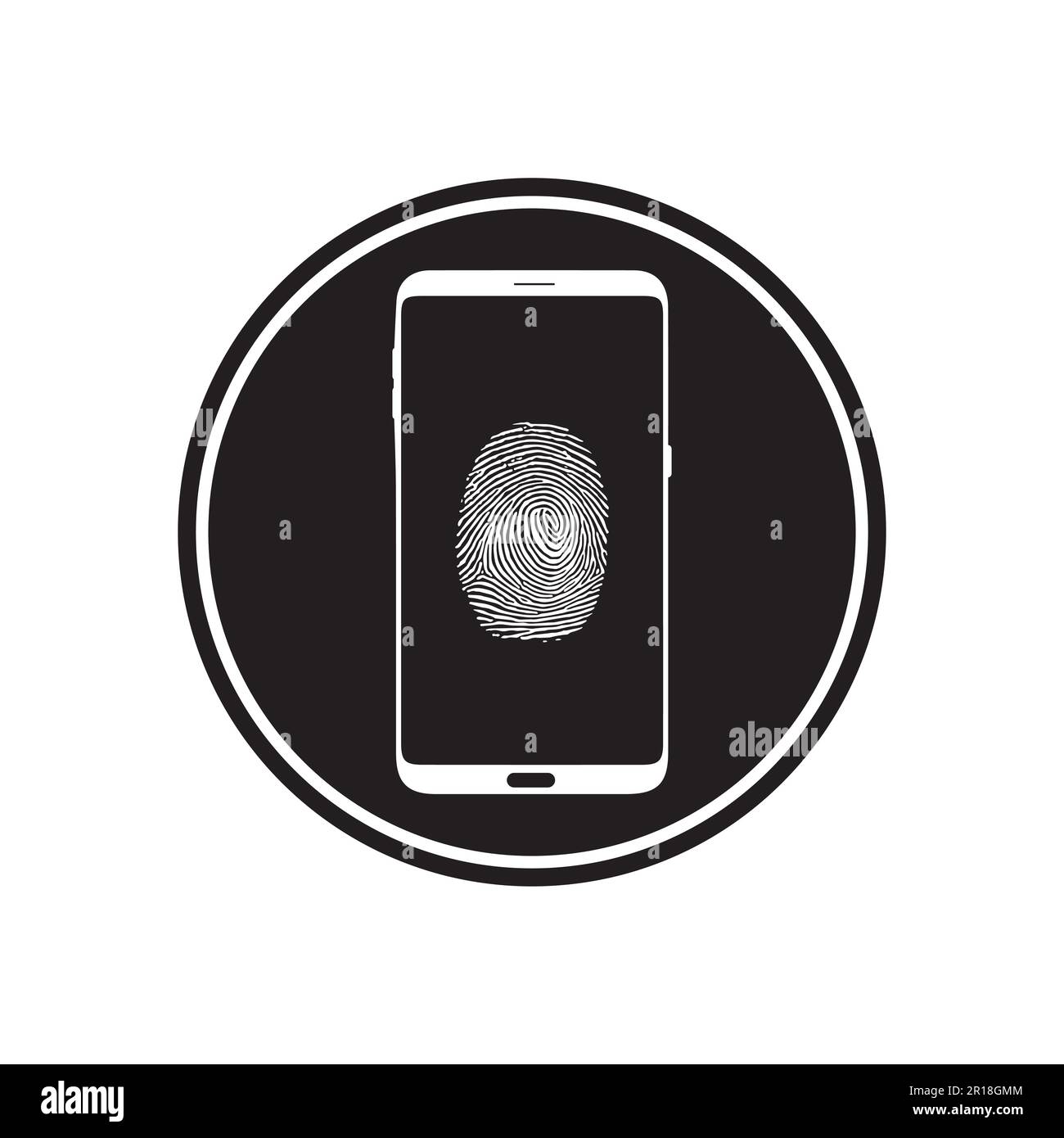 Smart phone logo design. mobile vector illustration with fingerprint ...