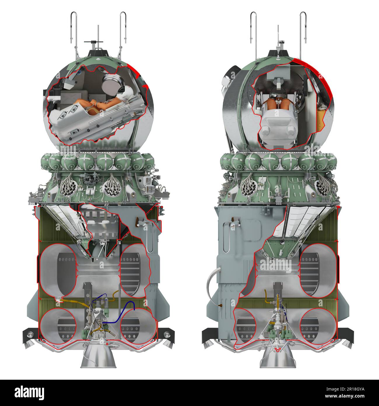 The first spaceship Vostok infographics cutaway isolated on white ...