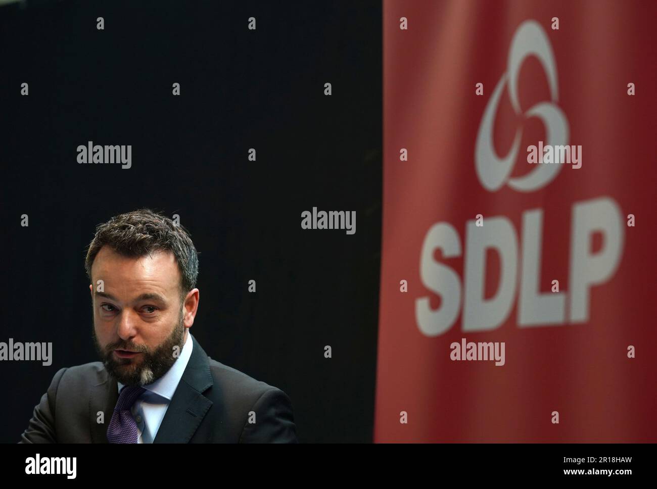 SDLP leader Colum Eastwood speaking during the party's local government ...