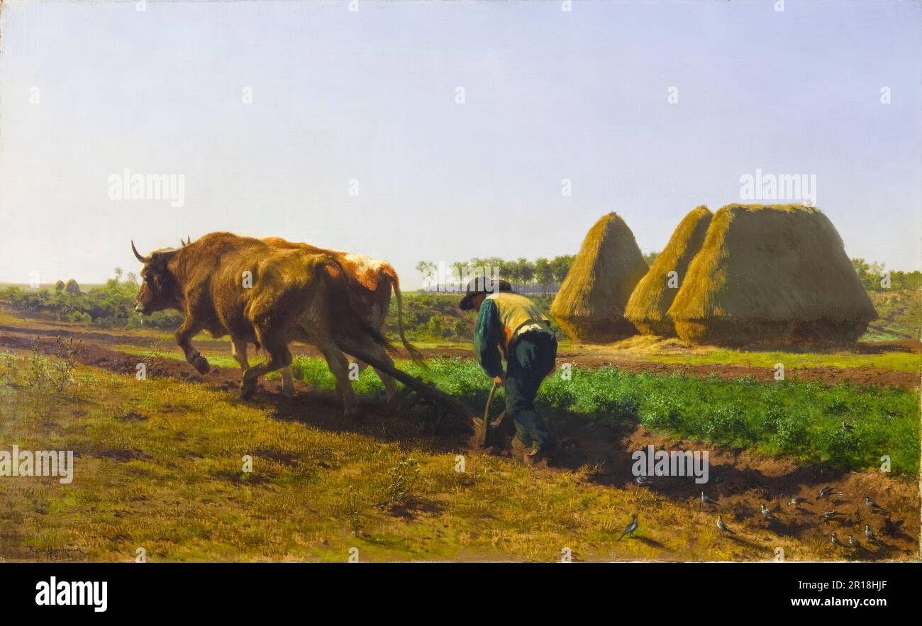 Rosa Bonheur, Ploughing Scene, painting in oil on canvas, 1854 Stock ...