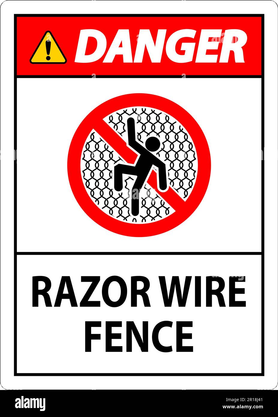 Danger Sign Razor Wire Fence On White Background Stock Vector Image ...