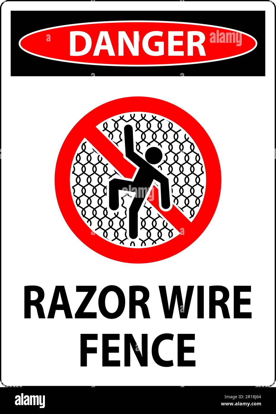 Danger Sign Razor Wire Fence On White Background Stock Vector Image ...