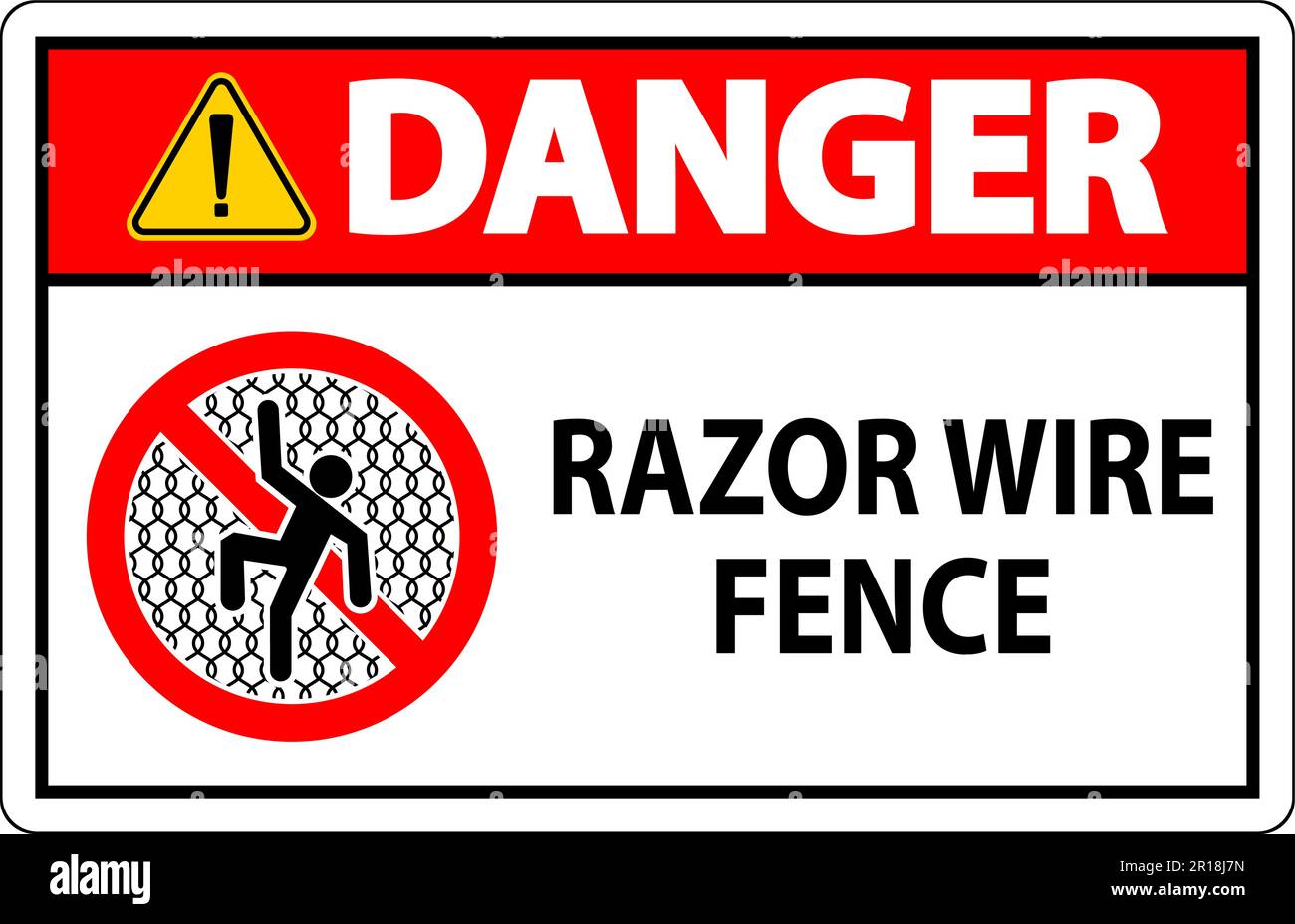 Danger Sign Razor Wire Fence On White Background Stock Vector Image ...